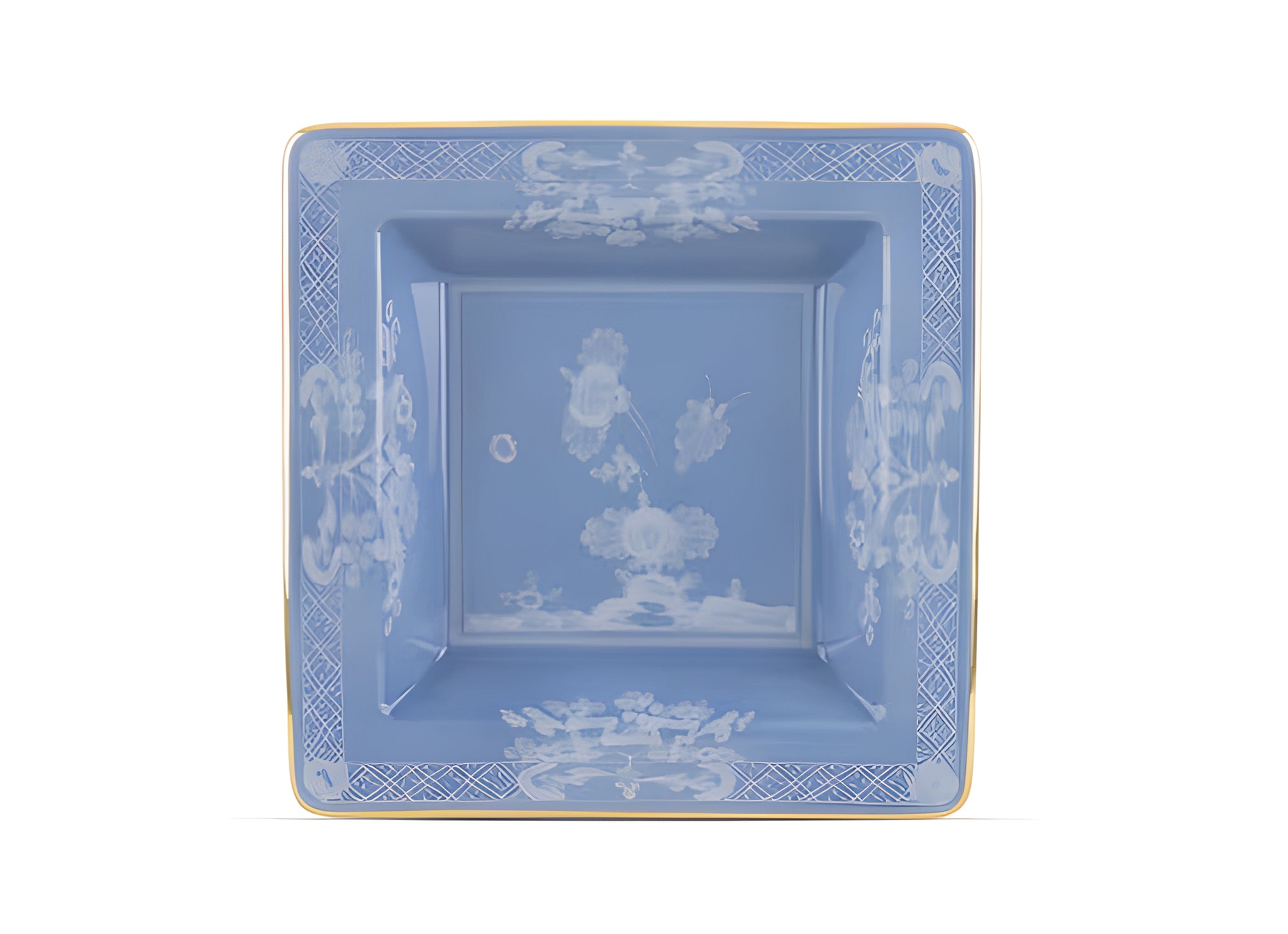 Periwinkle Blue & Gold Porcelain Square Change Tray - Oriente Italiano ...