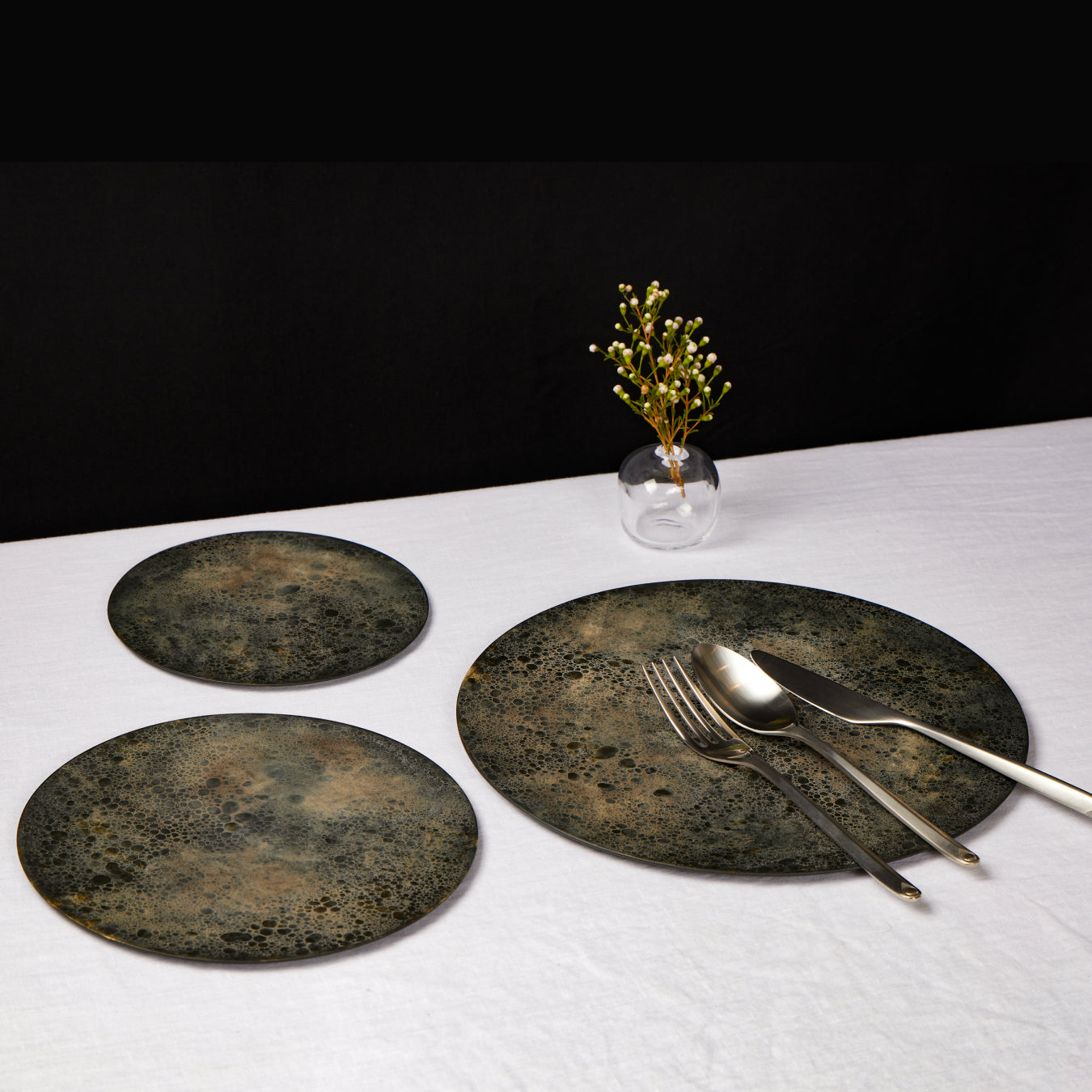 Riso Porcelain - Moon Surface Flat Plates | ARJ Los Angeles